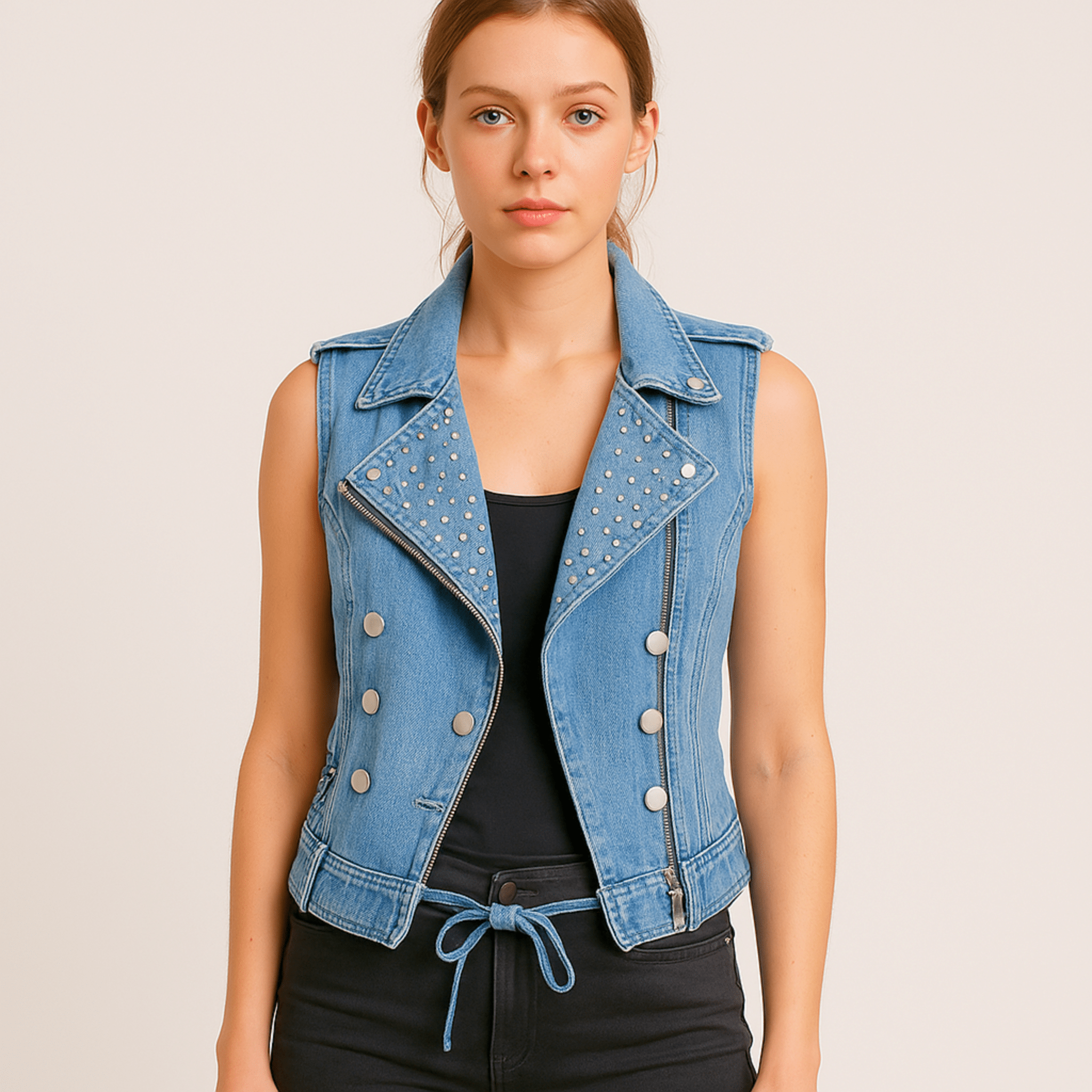 Studded Rebel Denim Vest – Weston & Finch